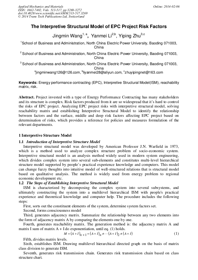 The Interpretive Structural Model of EPC Project Risk Factors ...