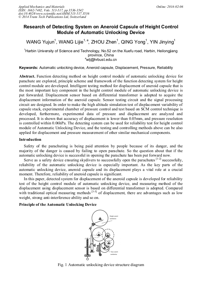 Research of Detecting System on Aneroid Capsule of Height Control ...