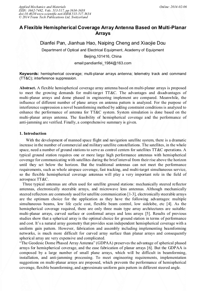 A Flexible Hemispherical Coverage Array Antenna Based on Multi-Planar ...