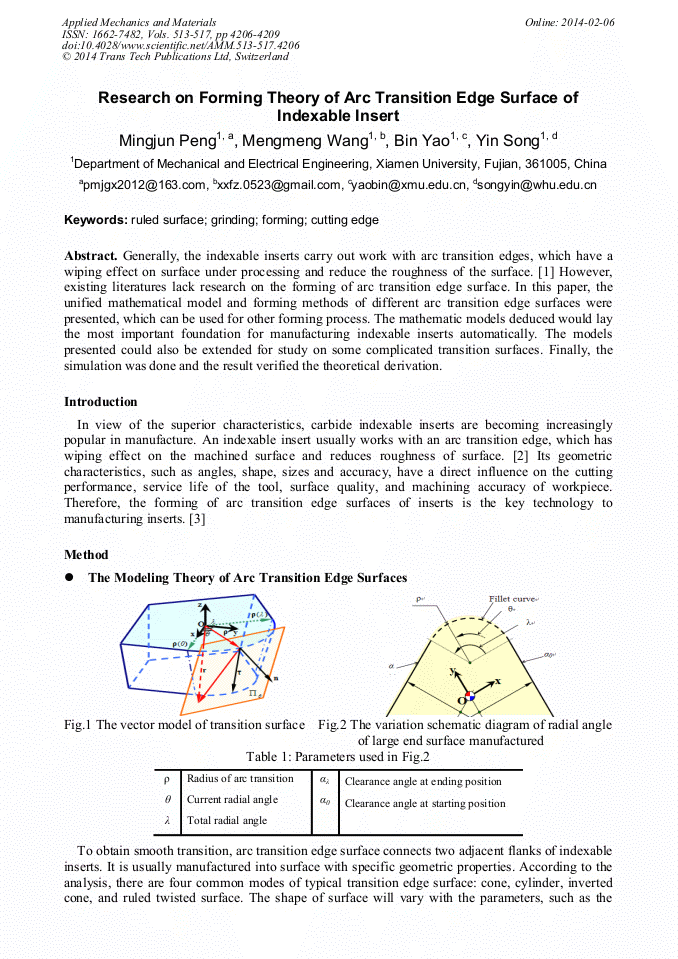 Research on Forming Theory of Arc Transition Edge Surface of Indexable ...