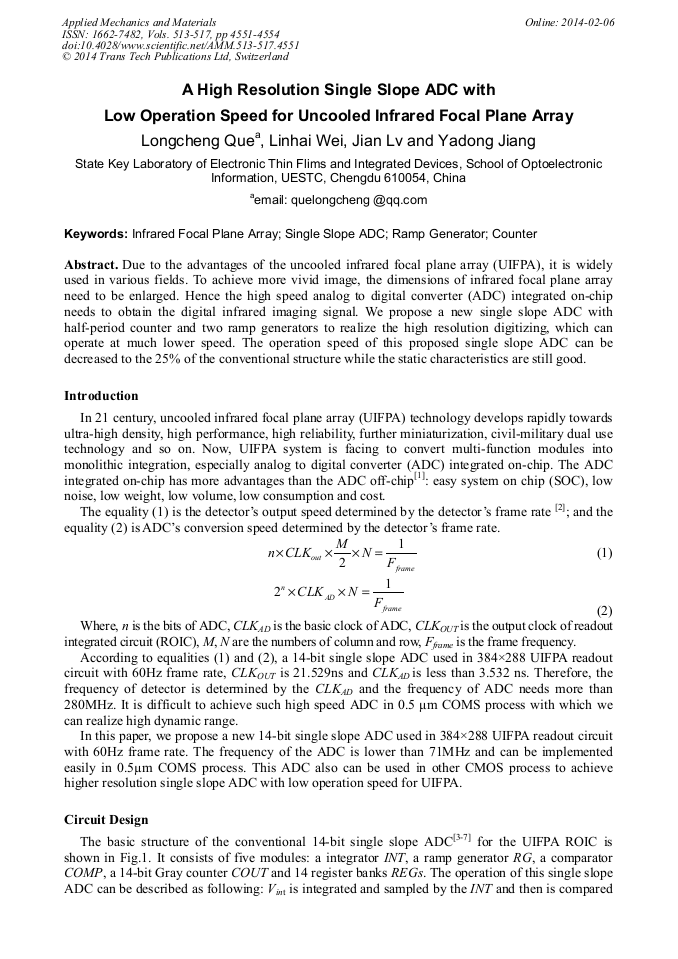 A High Resolution Single Slope ADC with Low Operation Speed for ...