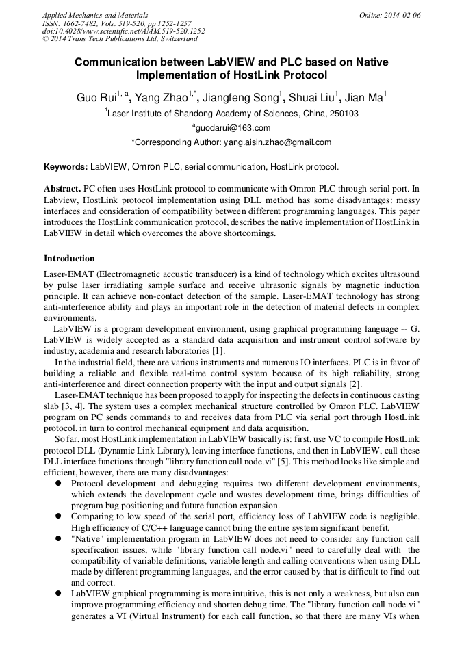 Communication between LabVIEW and PLC Based on Native Implementation of ...