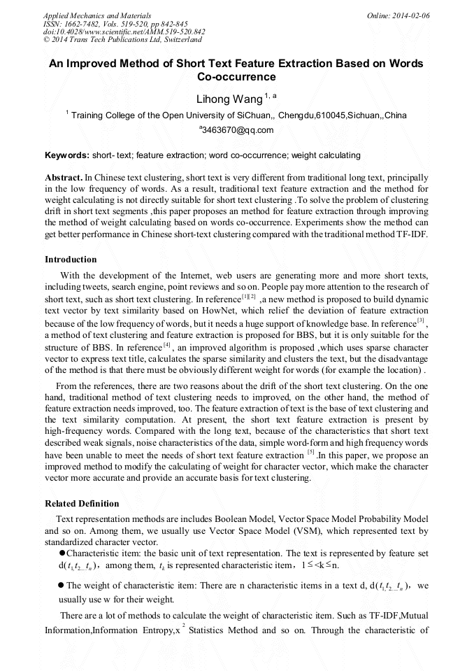 An Improved Method Of Short Text Feature Extraction Based On Words Co an-improved-method-of-short-text-feature-extraction-based-on-words-co