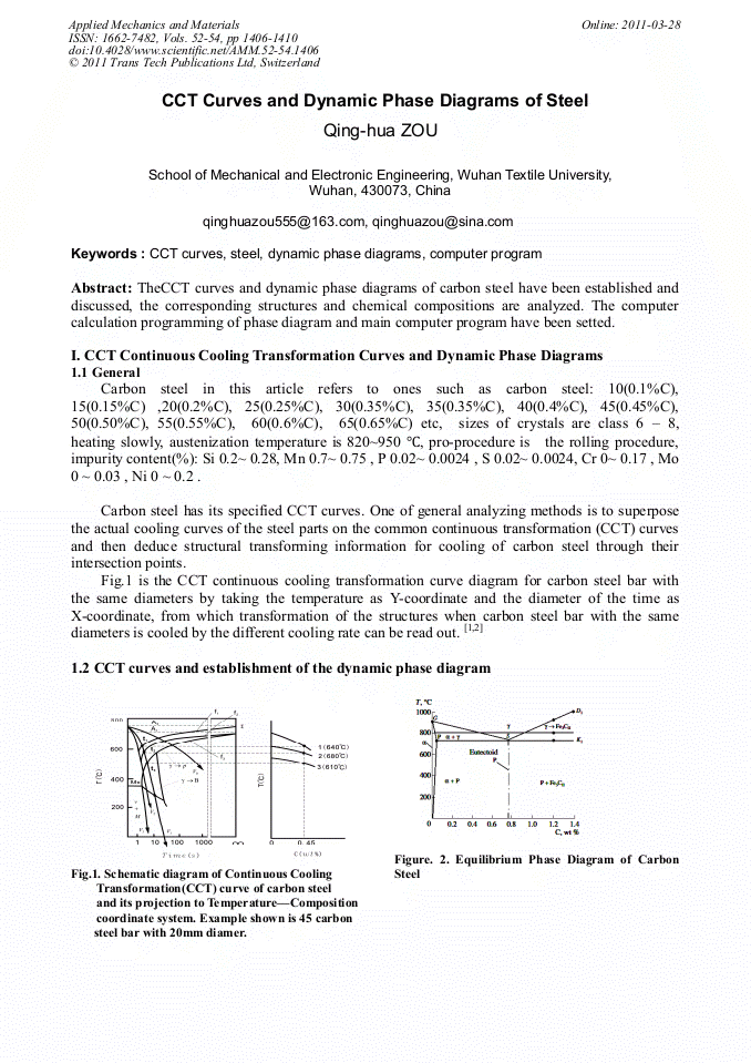 CCT Curves and Dynamic Phase Diagrams of Steel | Scientific.Net