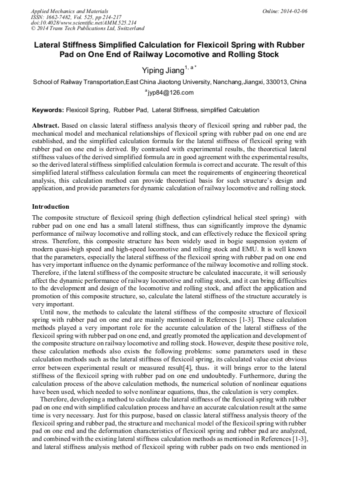 Lateral Stiffness Simplified Calculation for Flexicoil Spring with ...