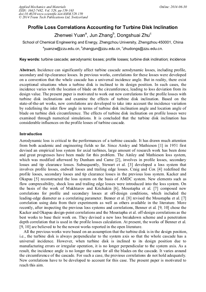 Profile Loss Correlations Accounting for Turbine Disk Inclination ...