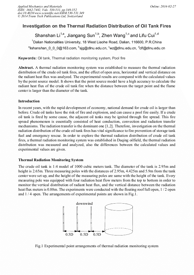 Investigation on the Thermal Radiation Distribution of Oil Tank Fires ...