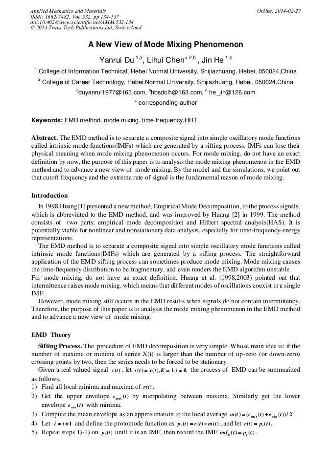 A New View of Mode Mixing Phenomenon | Scientific.Net