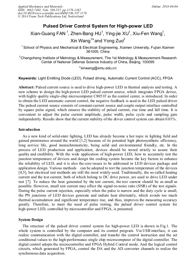 Pulsed Driver Control System for High-Power LED | Scientific.Net