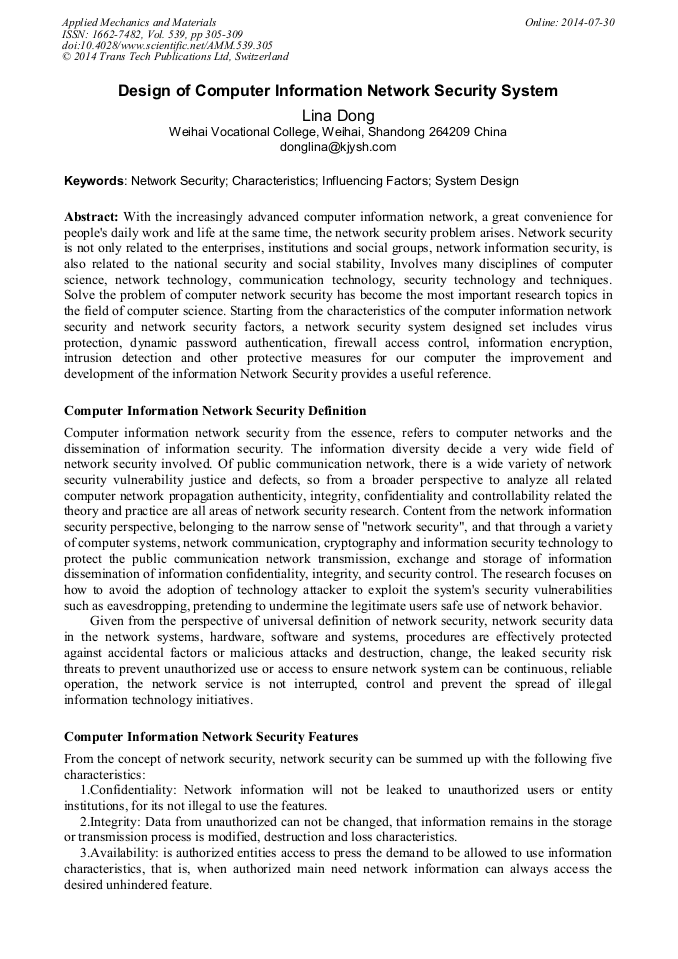 Design of Computer Information Network Security System | Scientific.Net