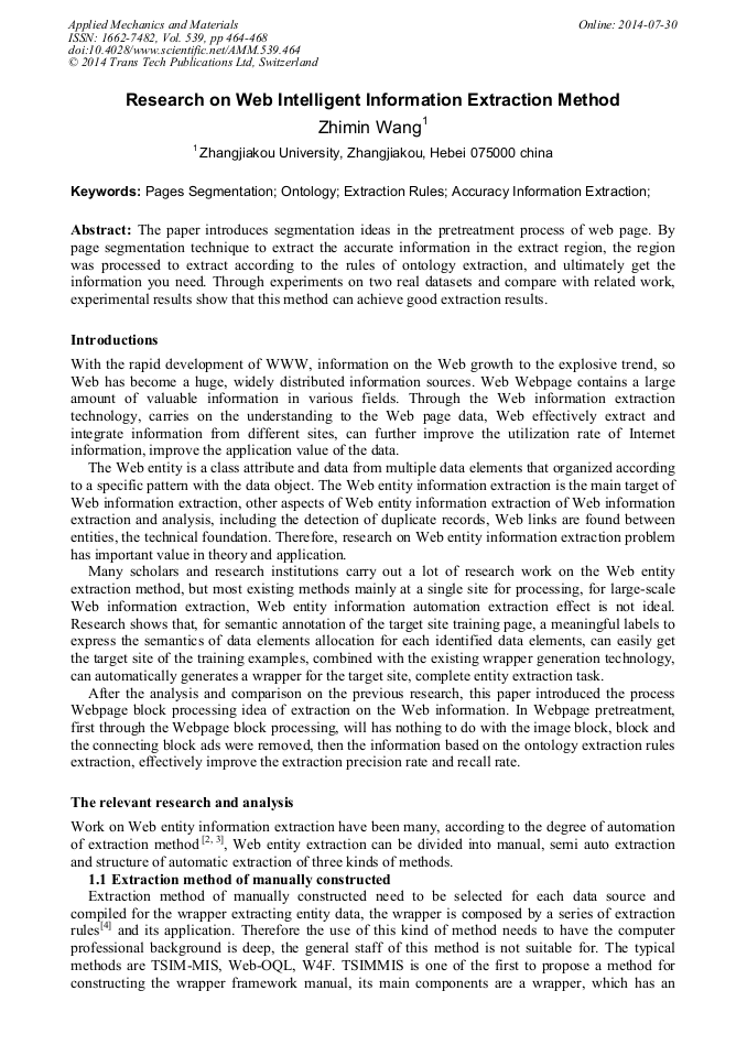 Research on Web Intelligent Information Extraction Method | Scientific.Net