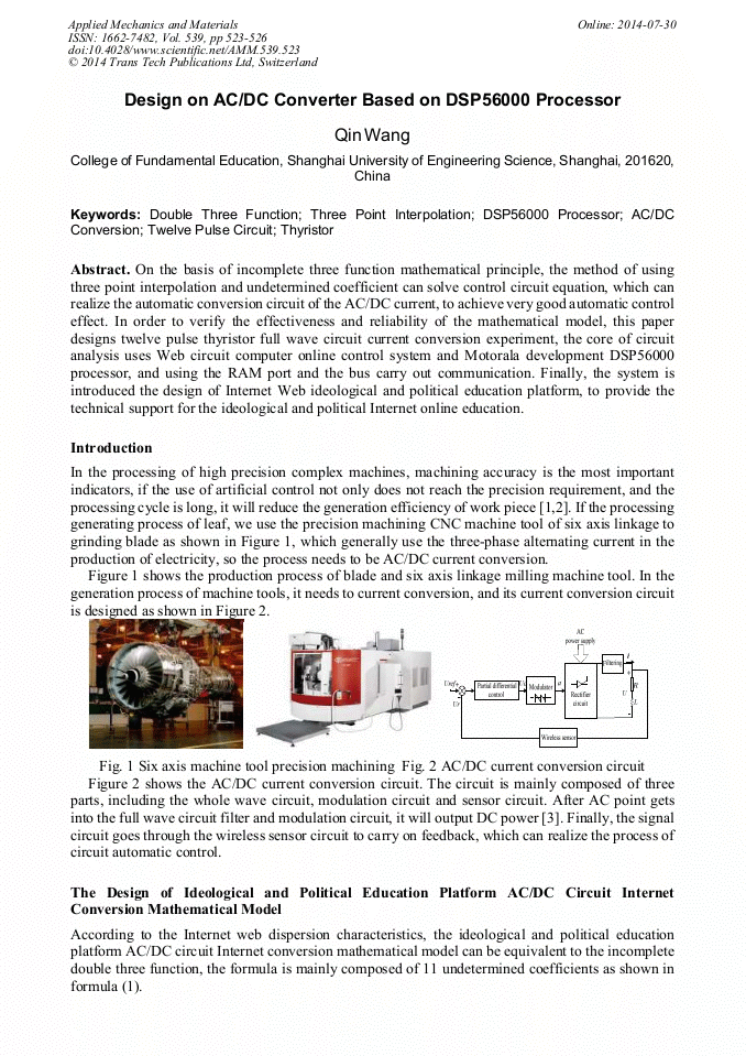 Design on AC/DC Converter Based on DSP56000 Processor | Scientific.Net