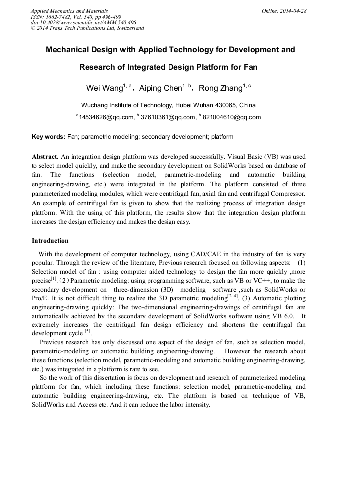 Mechanical Design with Applied Technology for Development and Research ...