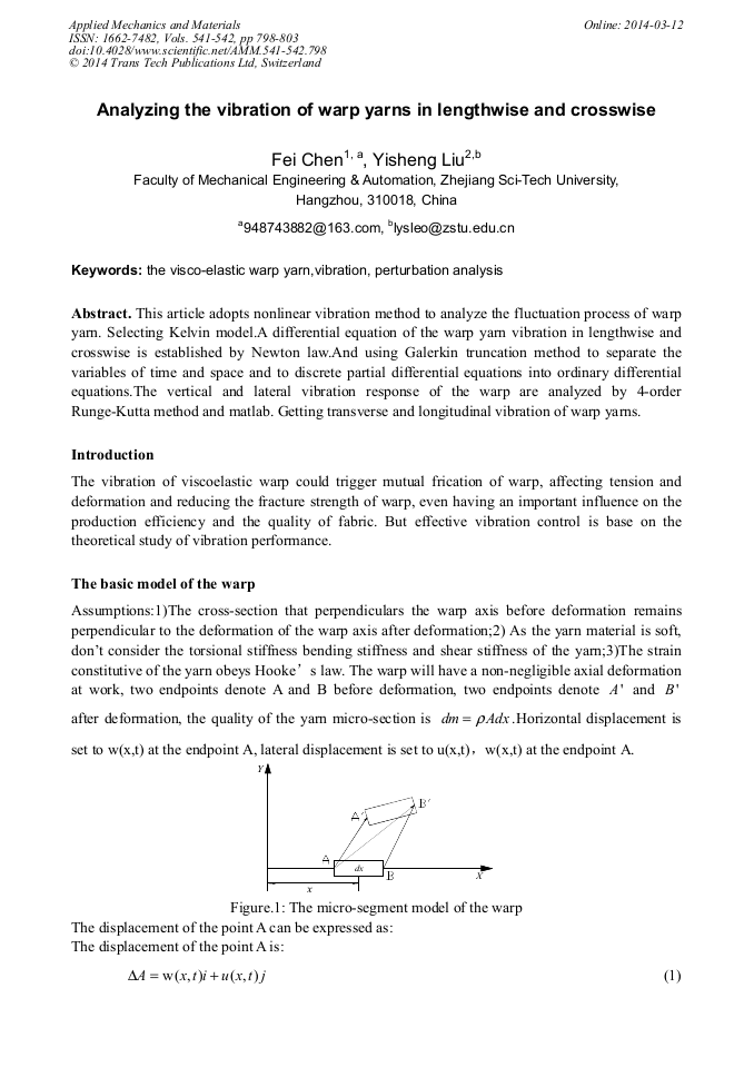 Analyzing the Vibration of Warp Yarns in Lengthwise and Crosswise ...