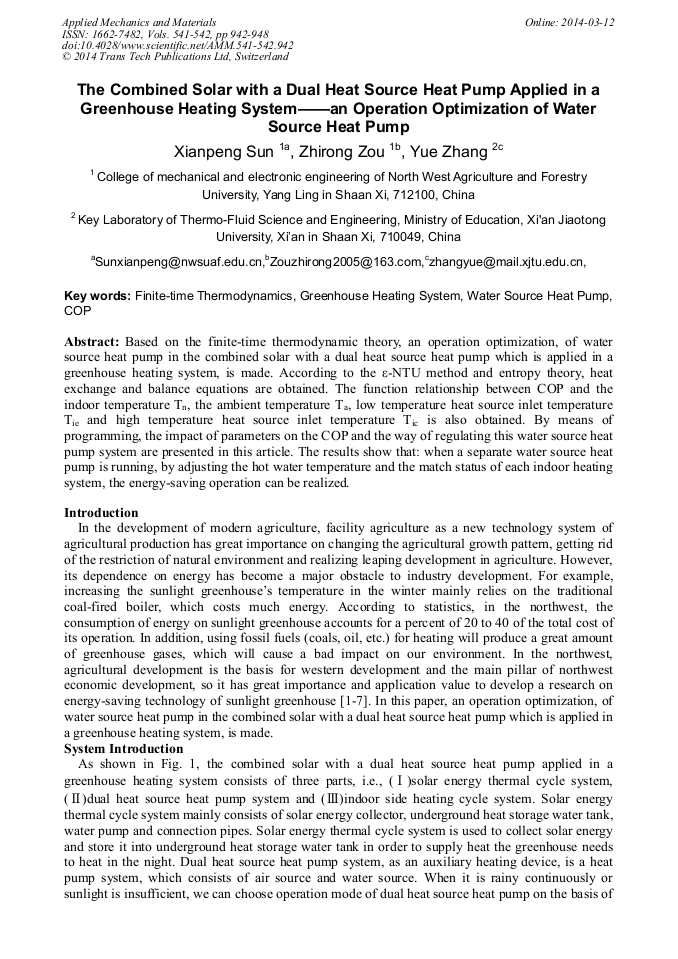 The Combined Solar with a Dual Heat Source Heat Pump Applied in a ...