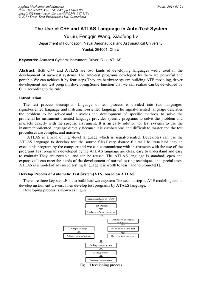 The Use of C++ and ATLAS Language in Auto-Test System | Scientific.Net