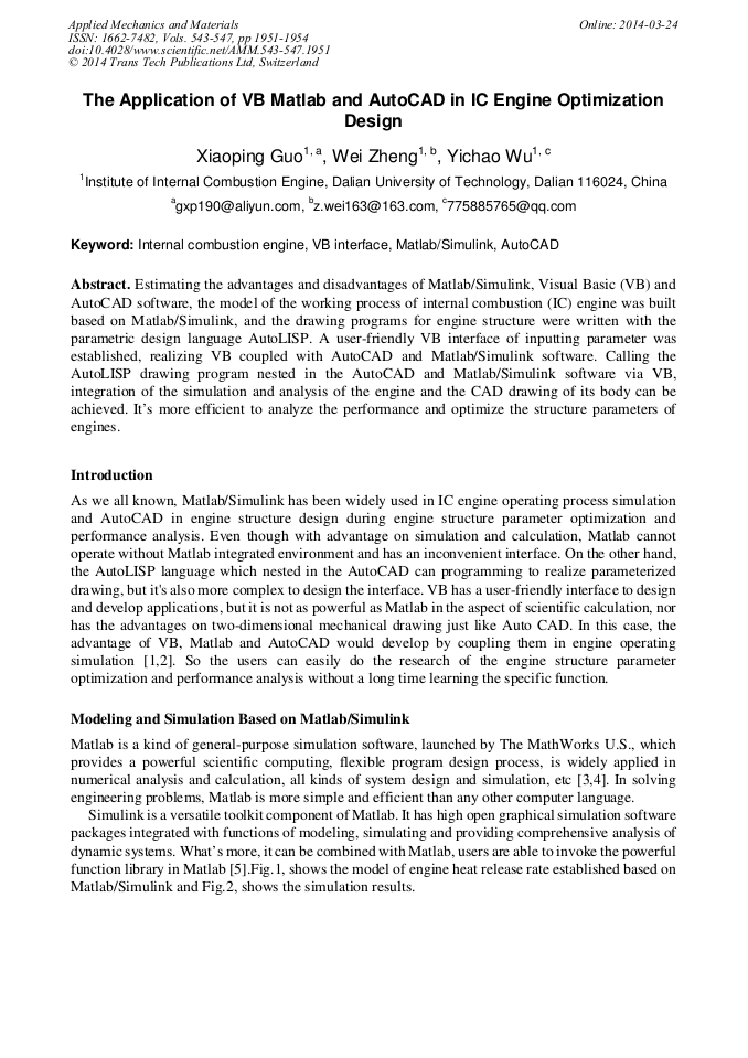 The Application of VB Matlab and AutoCAD in IC Engine Optimization ...