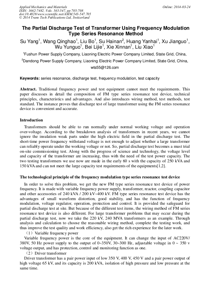 The Partial Discharge Test of Transformer Using Frequency Modulation ...