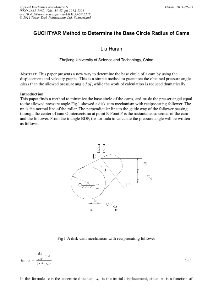ГУЧТЬЯР Method to Determine the Base Circle Radius of Cams | Scientific.Net
