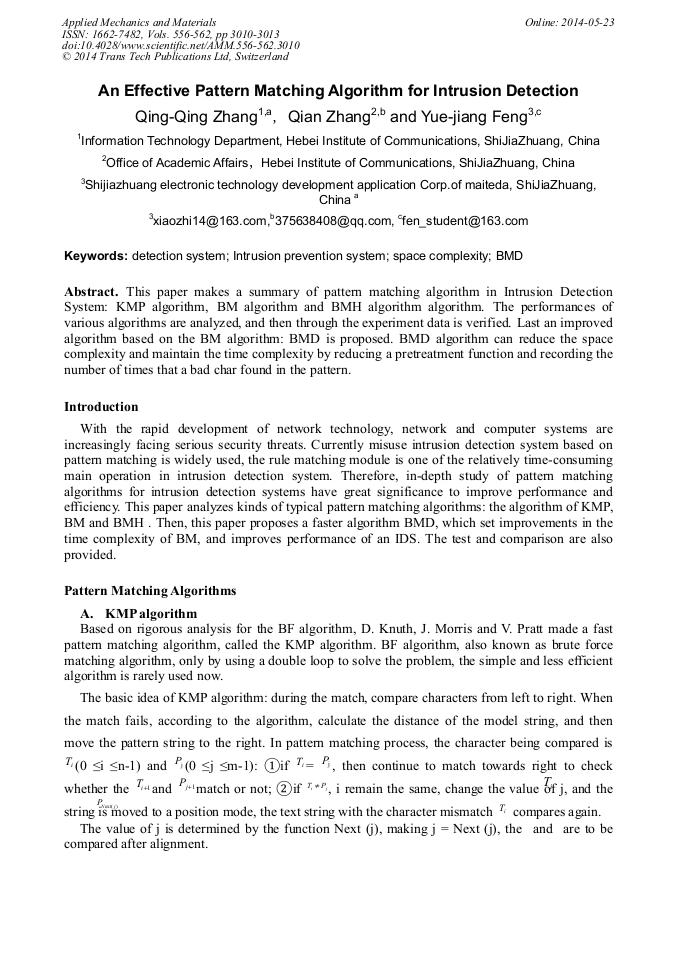 An Effective Pattern Matching Algorithm For Intrusion Detection
