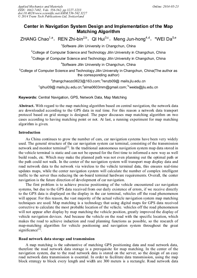 Center in Navigation System Design and Implementation of the Map ...