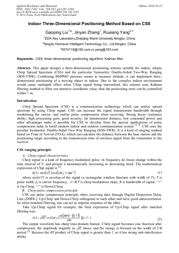 Indoor Three Dimensional Positioning Method Based On Css Scientificnet