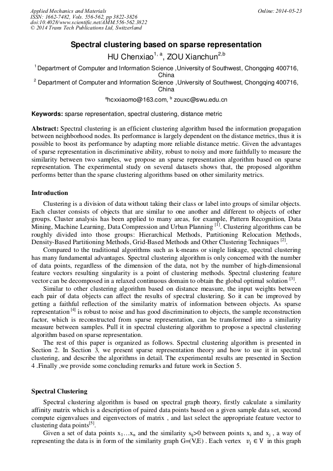 Spectral Clustering Based On Sparse Representation Scientificnet