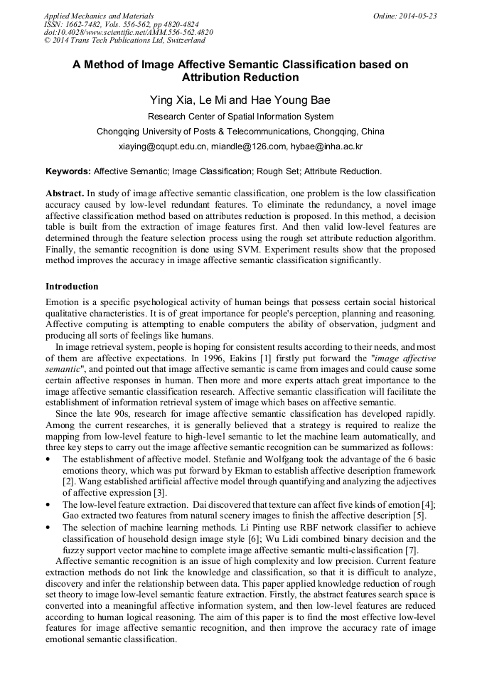 A Method of Image Affective Semantic Classification Based on Attribution Reduction | Scientific.Net