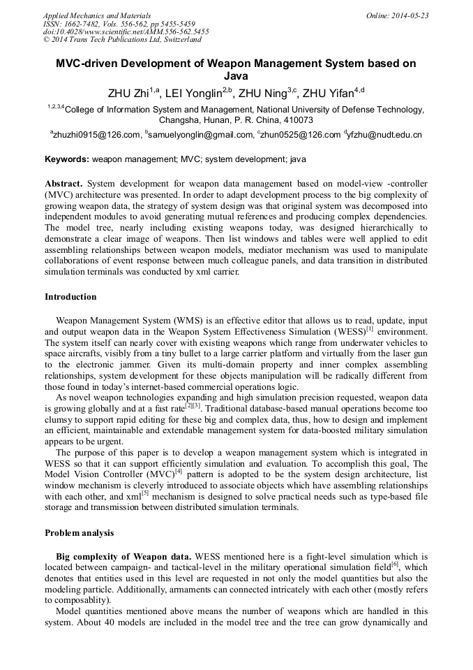 MVC-Driven Development of Weapon Management System Based on Java | Scientific.Net