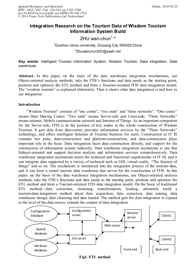 Integration Research on the Tourism Data of Wisdom Tourism Information ...