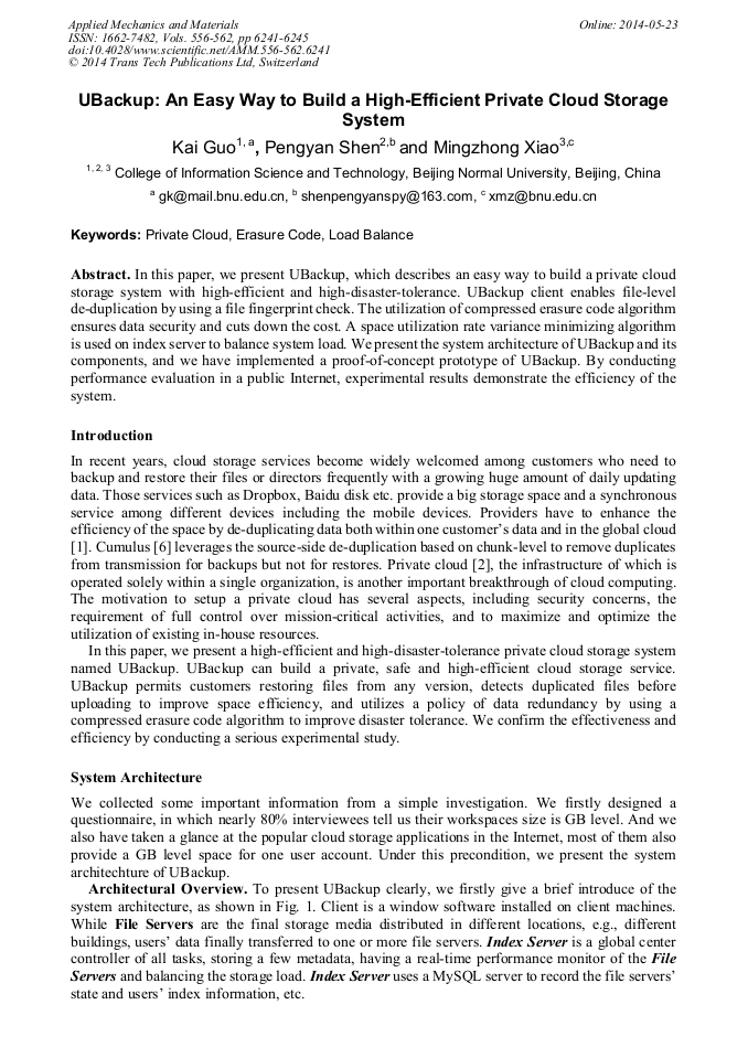 Ubackup: An Easy Way to Build a High-Efficient Private Cloud Storage ...