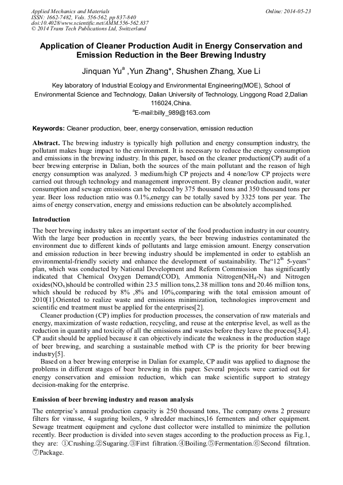 Application of Cleaner Production Audit in Energy Conservation and ...