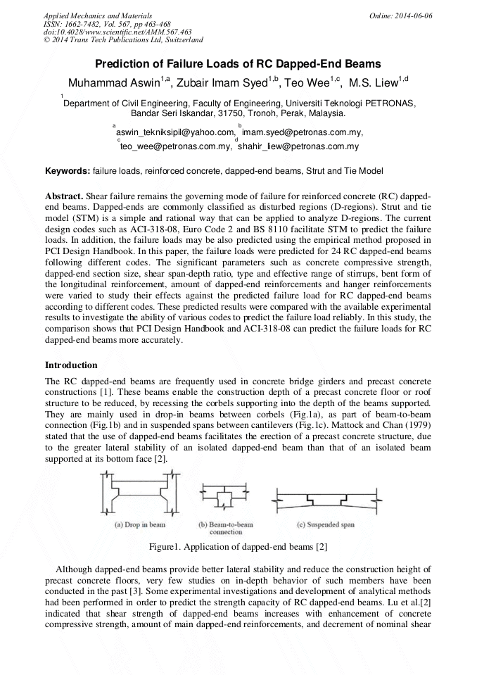 Prediction of Failure Loads of RC Dapped-End Beams | Scientific.Net