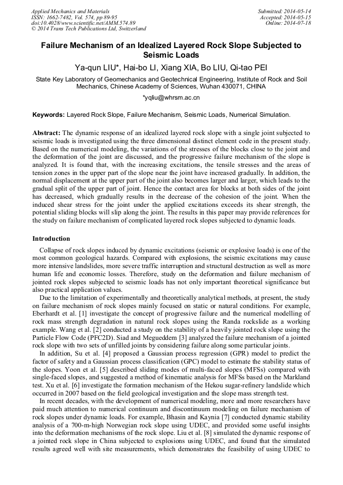 Failure Mechanism of an Idealized Layered Rock Slope Subjected to ...