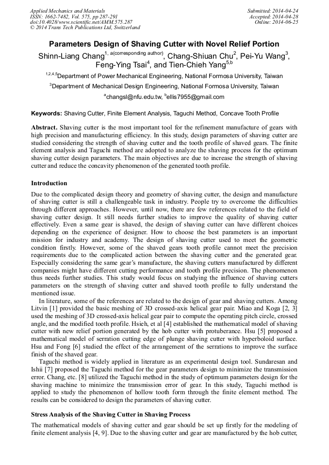 Parameters Design of Shaving Cutter with Novel Relief Portion ...