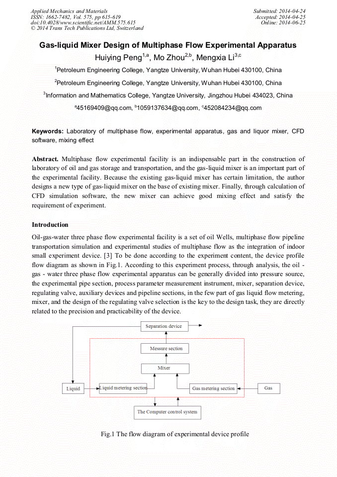 Gas-Liquid Mixer Design of Multiphase Flow Experimental Apparatus ...