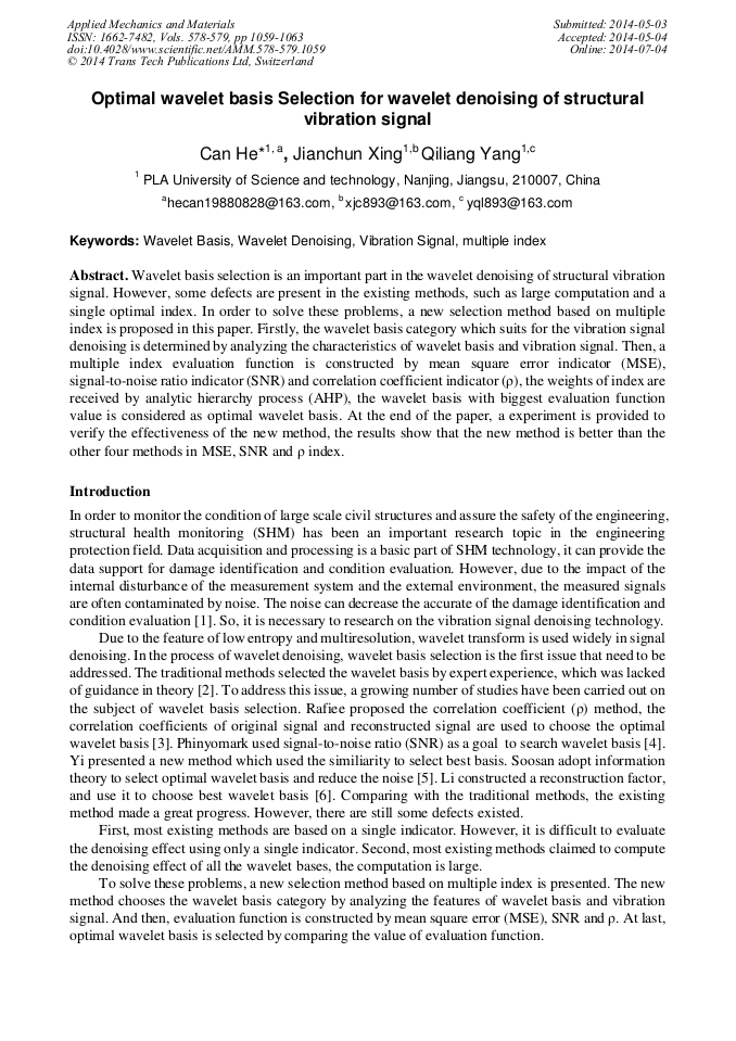 Optimal Wavelet Basis Selection For Wavelet Denoising Of Structural Vibration Signal
