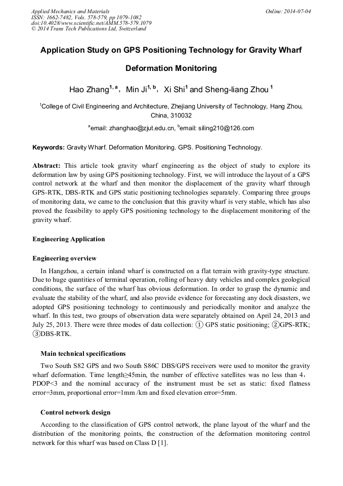 Application Study on GPS Positioning Technology for Gravity Wharf ...