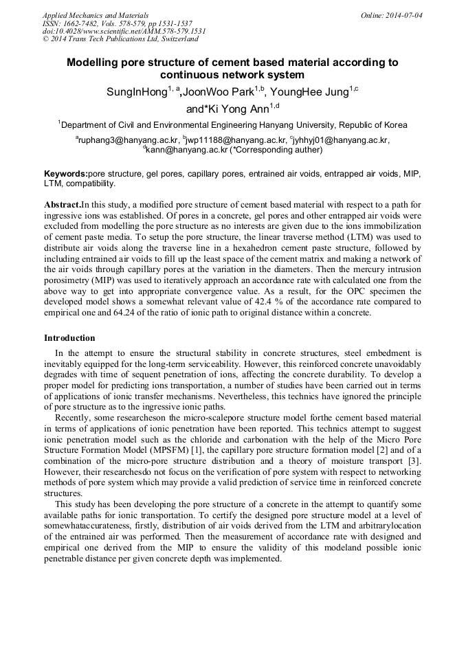 Modelling Pore Structure of Cement Based Material According to ...