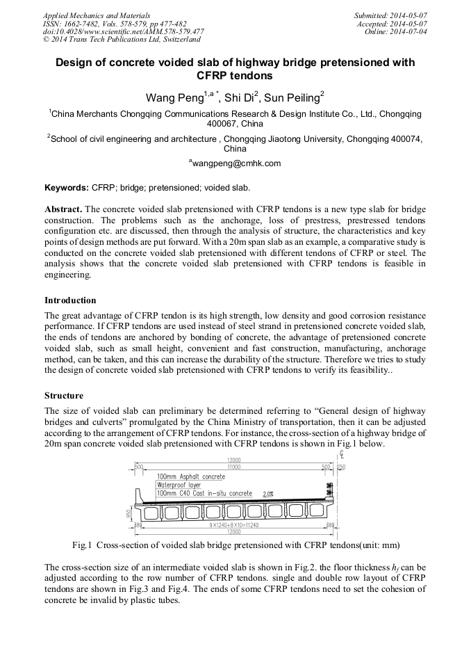 Design of Concrete Voided Slab of Highway Bridge Pretensioned with CFRP ...