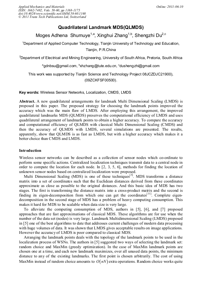 Quadrilateral Landmark MDS(QLMDS) | Scientific.Net