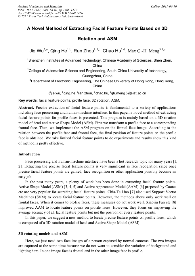 A Novel Method of Extracting Facial Feature Points Based on 3D Rotation ...