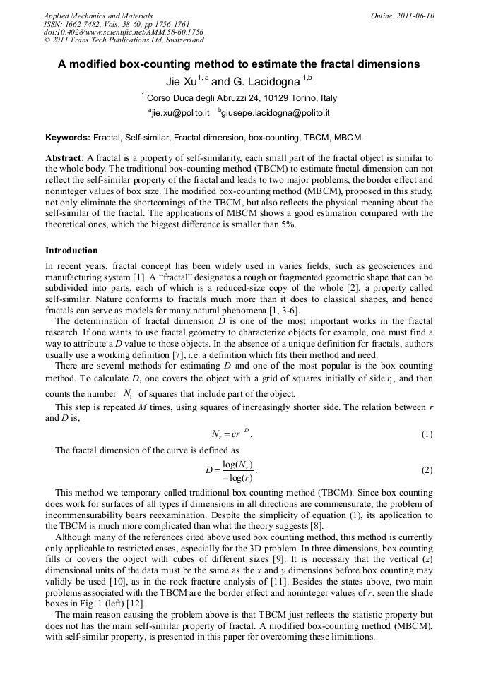 A Modified Box-Counting Method to Estimate the Fractal Dimensions | Scientific.Net