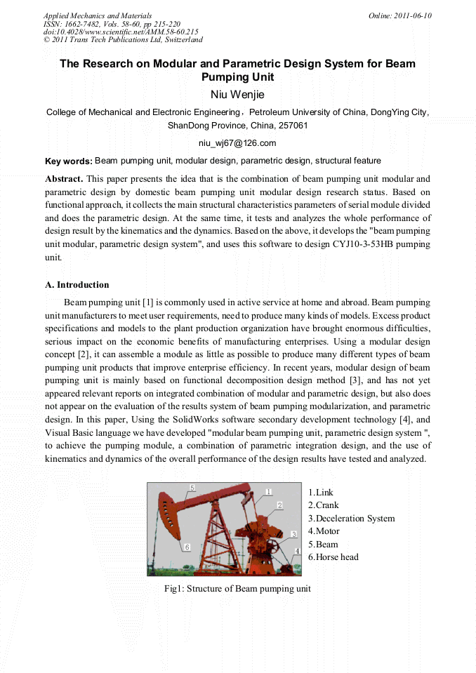 The Research on Modular and Parametric Design System for Beam Pumping ...