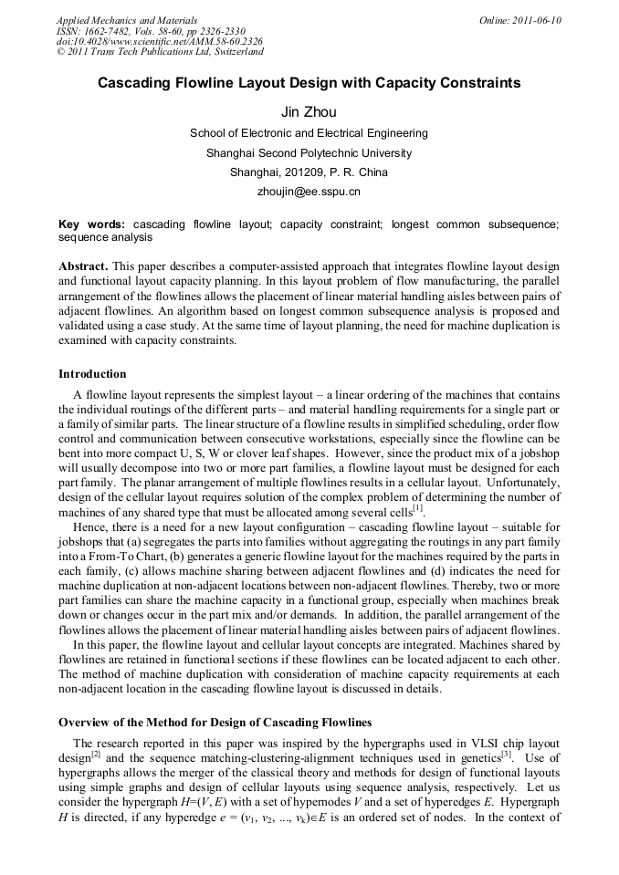 Cascading Flowline Layout Design with Capacity Constraints | Scientific.Net