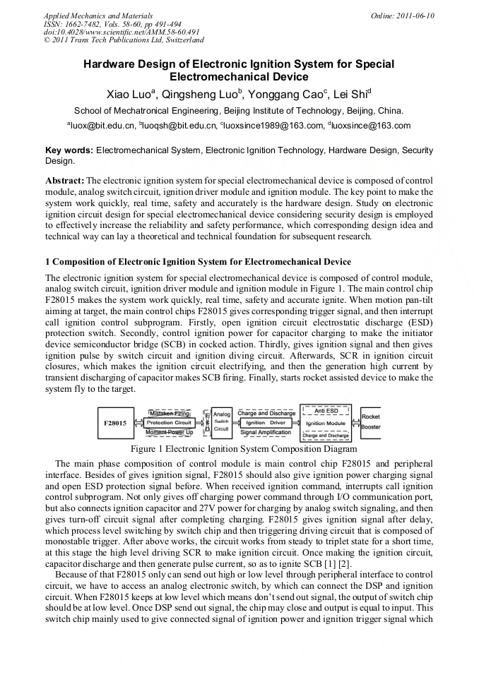 Hardware Design of Electronic Ignition System for Special ...