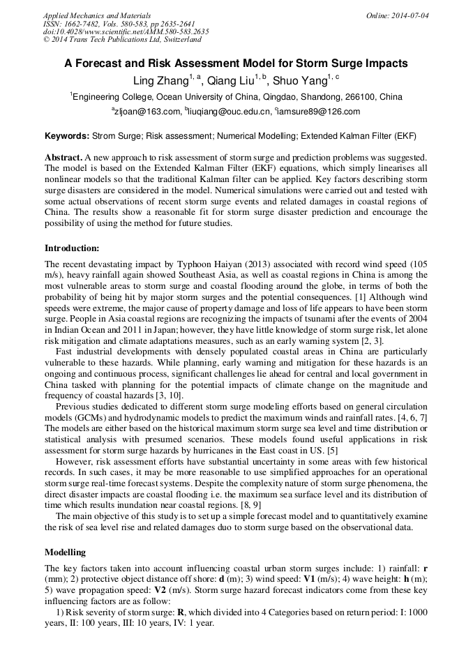 A Forecast and Risk Assessment Model for Storm Surge Impacts ...