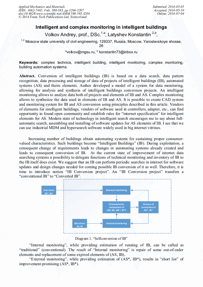 Intelligent and Complex Monitoring in Intelligent Buildings ...