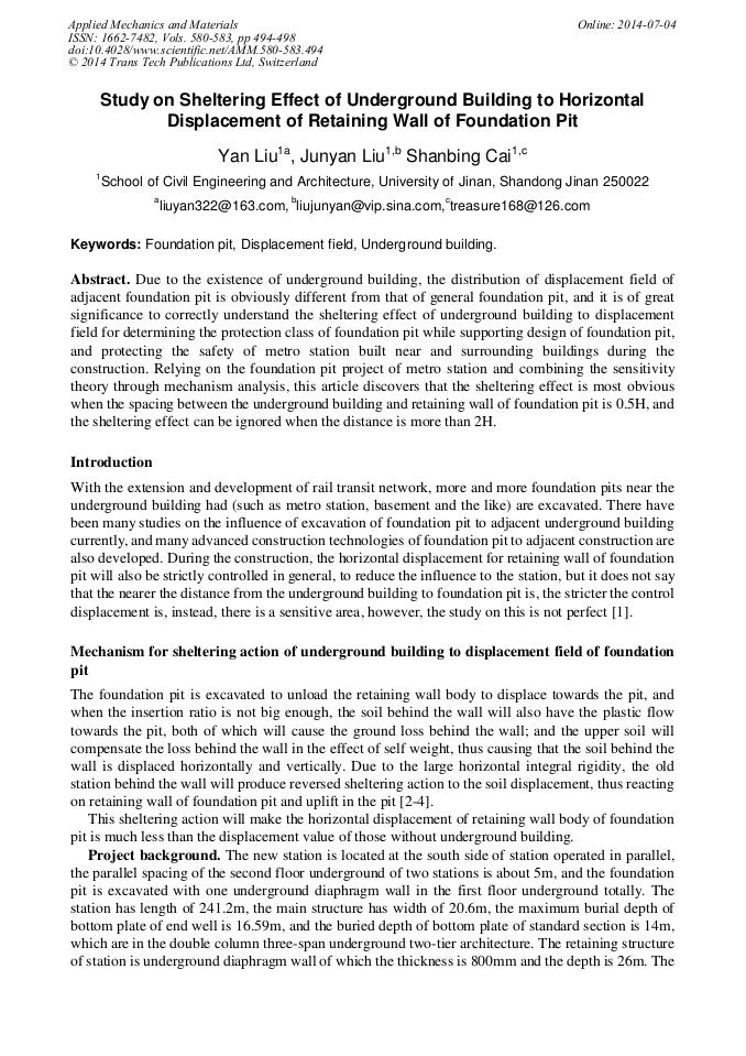 Study on Sheltering Effect of Underground Building to Horizontal ...