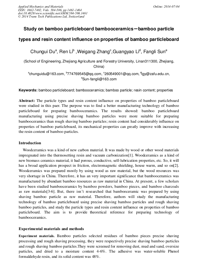 Study on Bamboo Particleboard Bambooceramics - Bamboo Particle Types ...